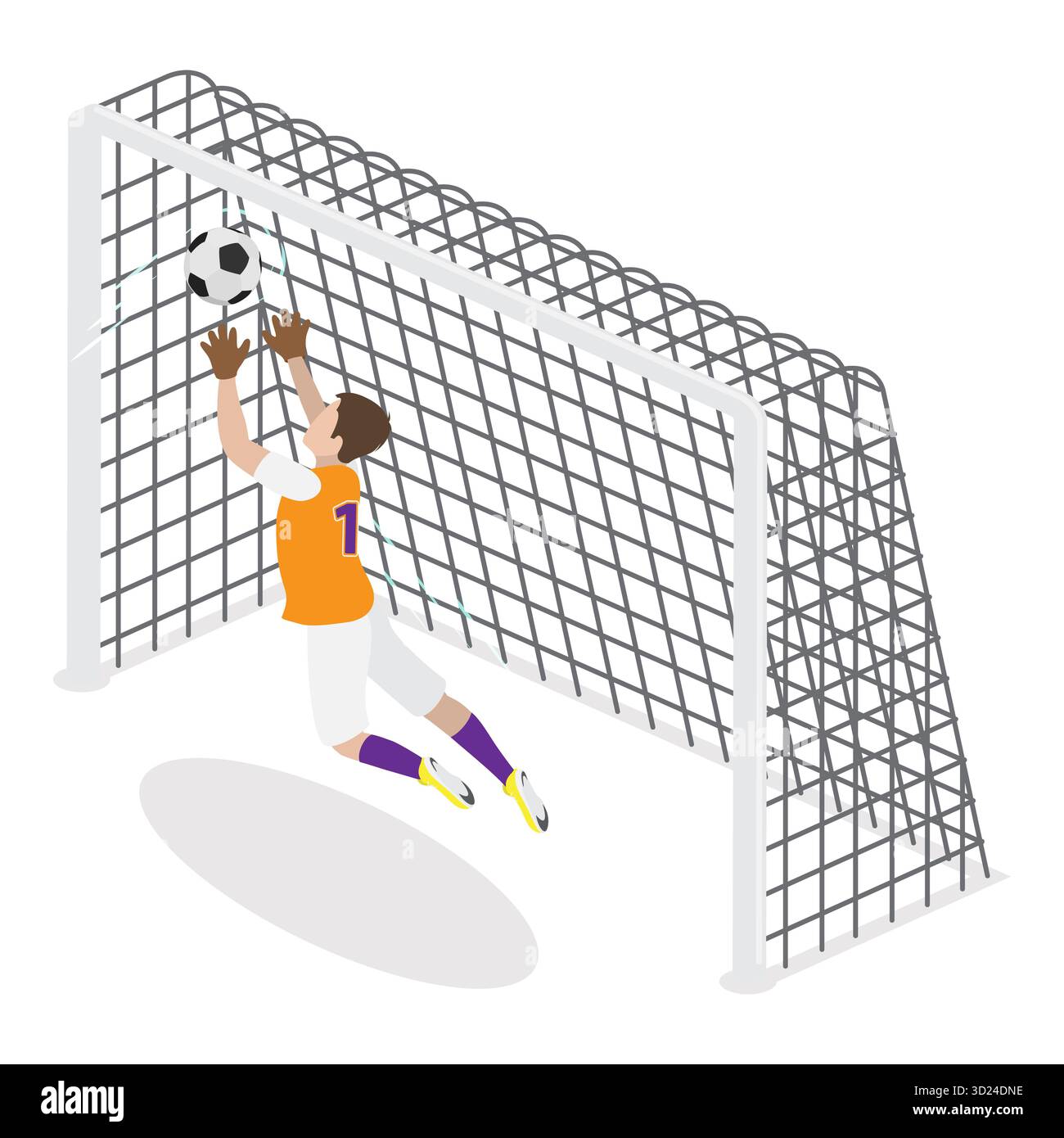 3D Isometric Flat Set of Goalkeepers, Goalie Characters in Motion. Item ...