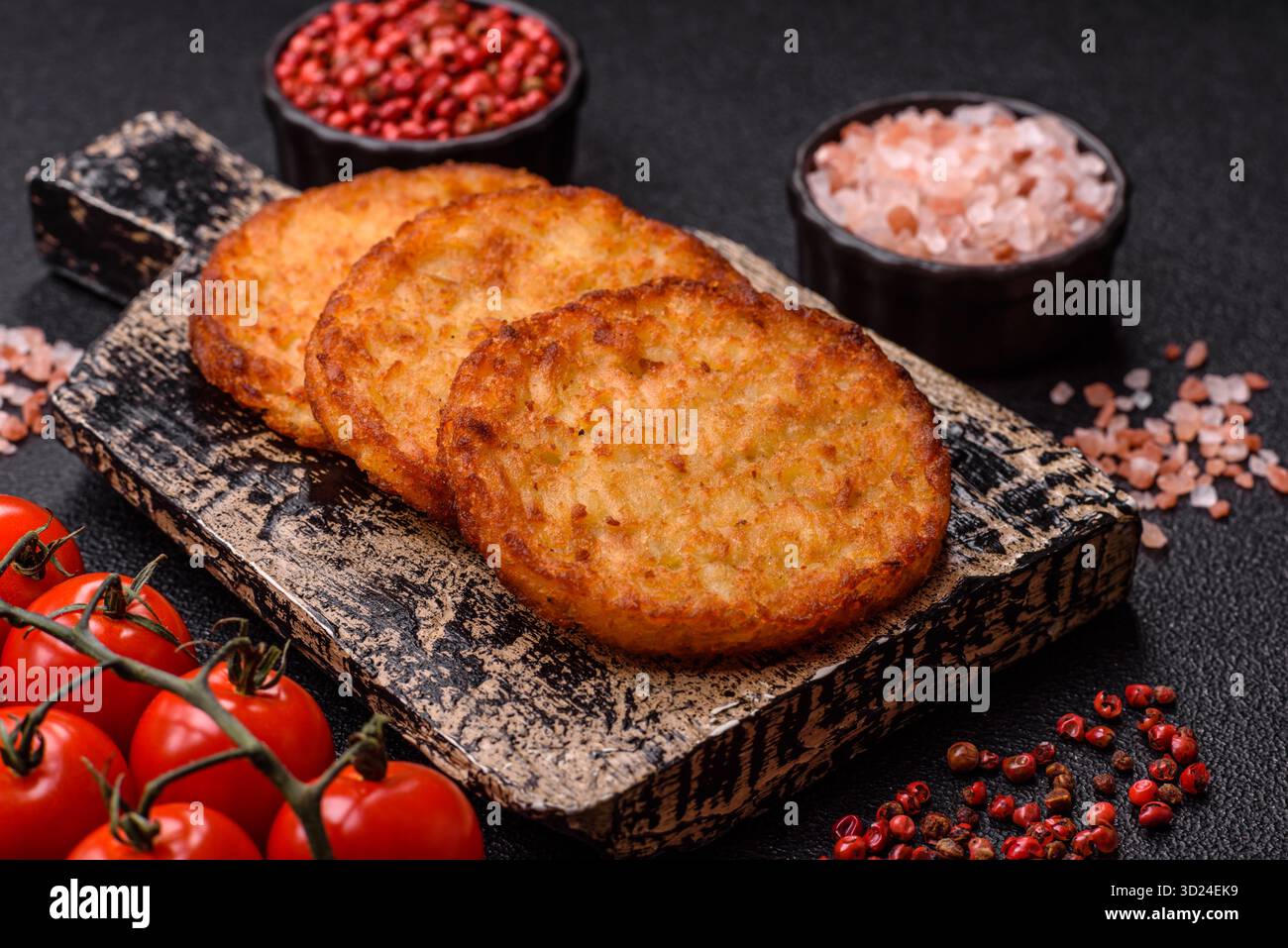 Potato hash browns, a cooked vegetable breakfast food. Potato hash ...