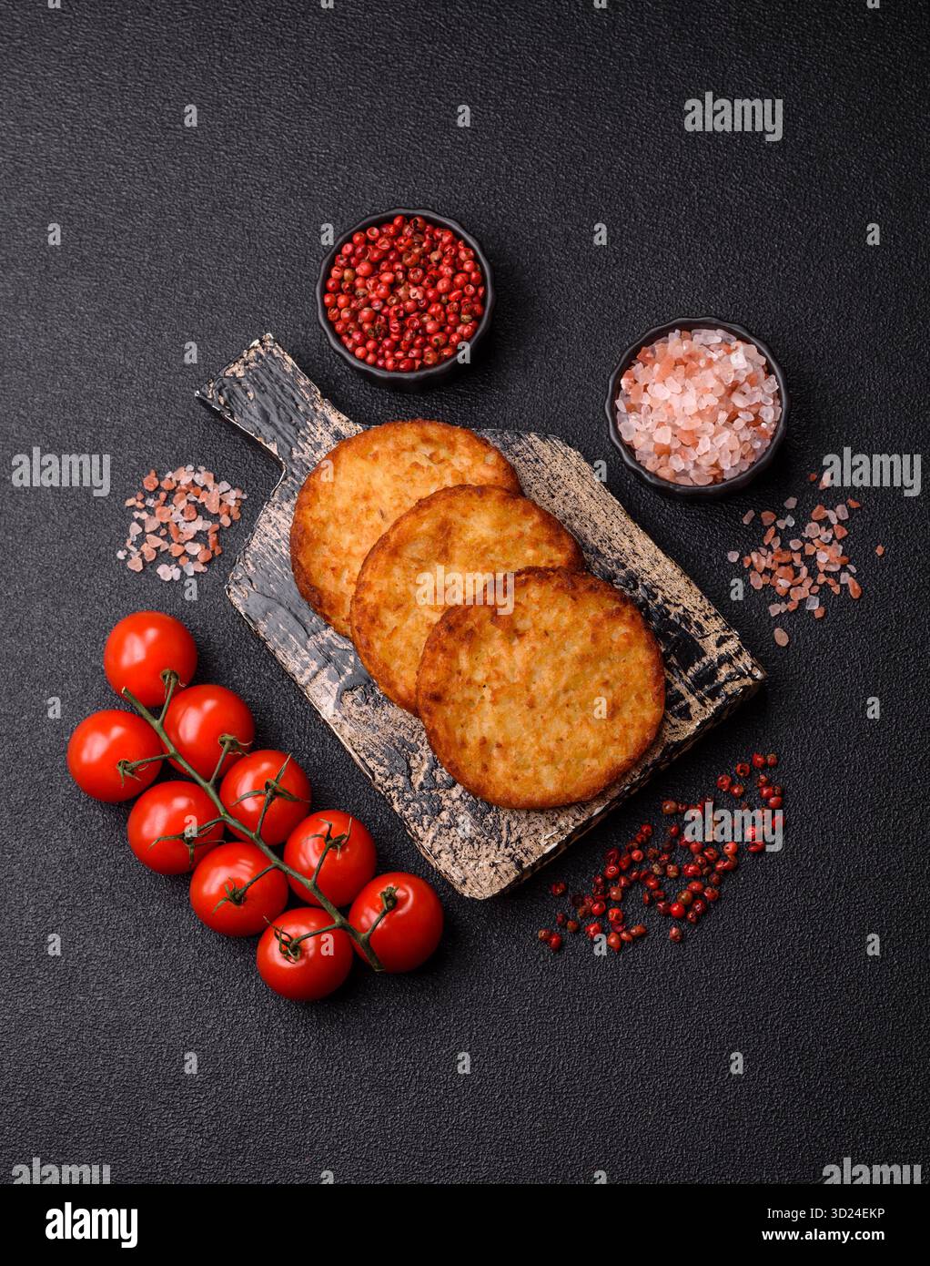 Potato hash browns, a cooked vegetable breakfast food. Potato hash ...