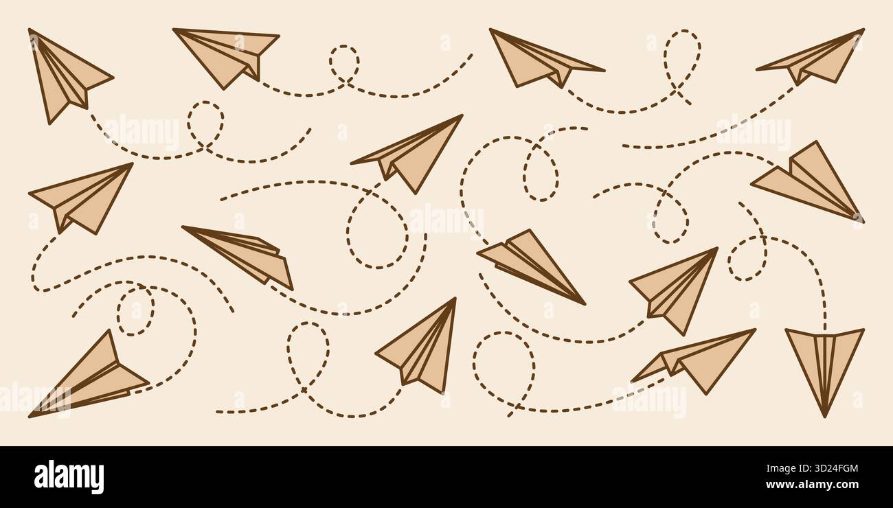 Realistic handmade paper planes collection on transparent background ...