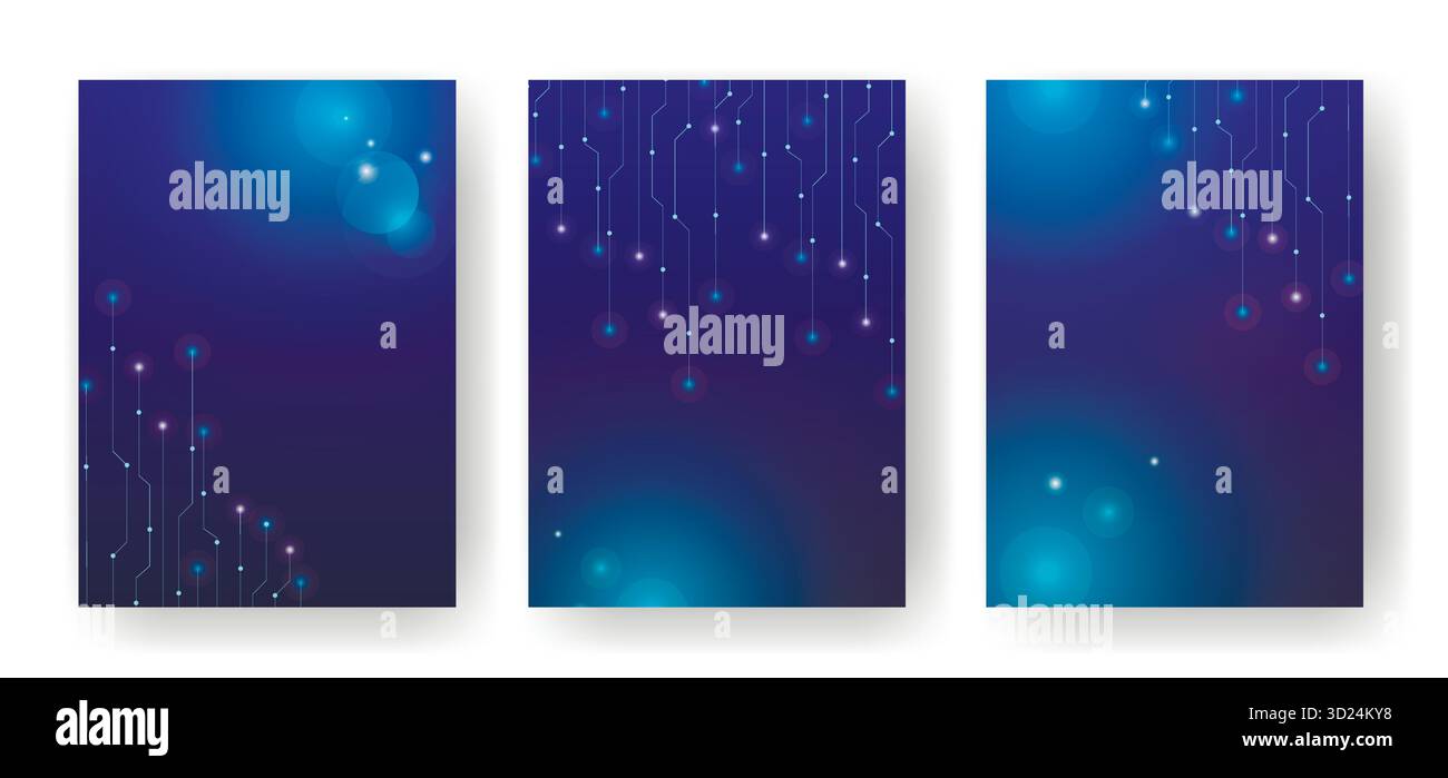 Set of vertical backgrounds on theme of future technology. Blue ...