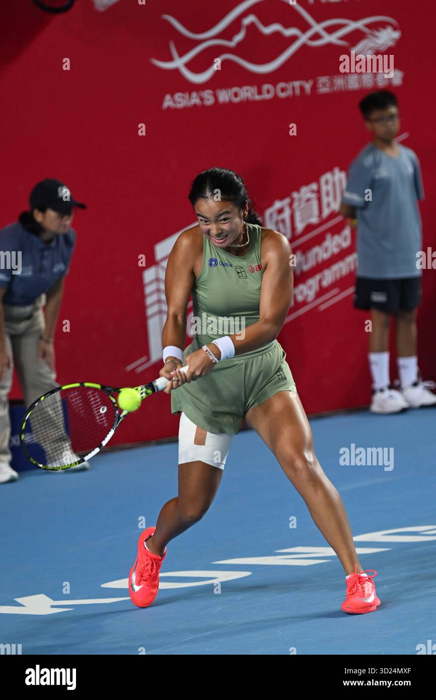 Filipino tennis player Alexandra Eala during a match at the Hong Kong ...