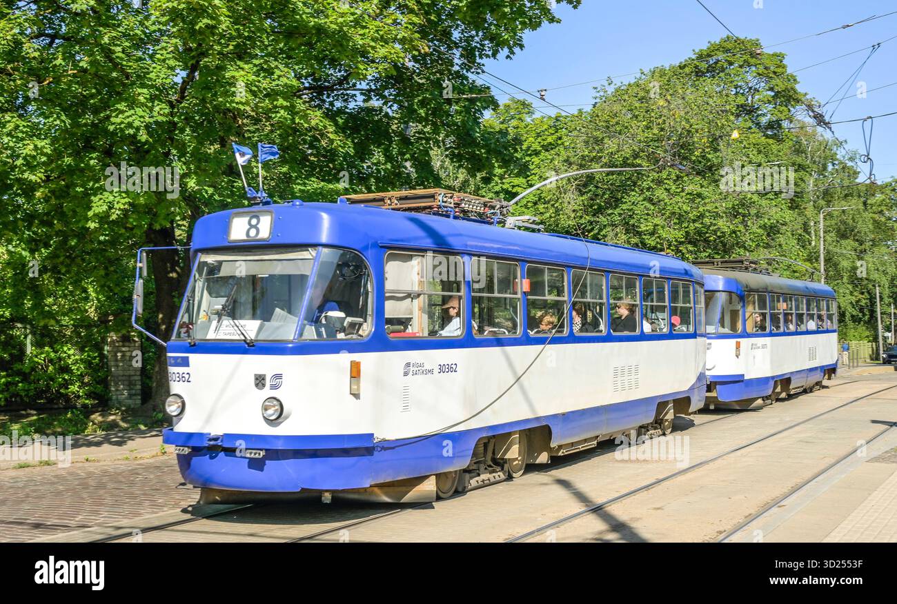 Tram, Straßenbahn, Riga, Lettland *** Streetcar, Tramway, Riga, Latvia ...