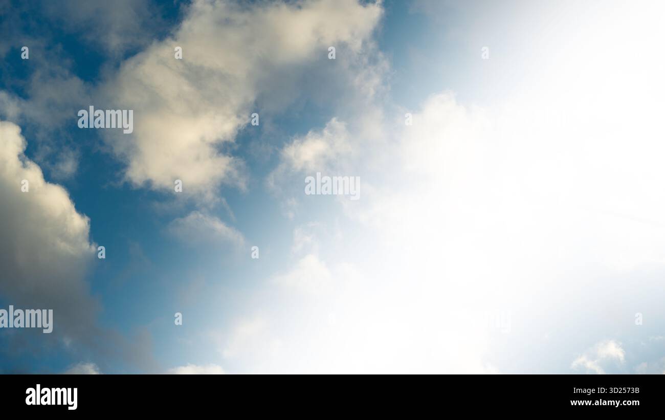 Blue sky with soft white clouds and transparent area. Realistic cloudy ...