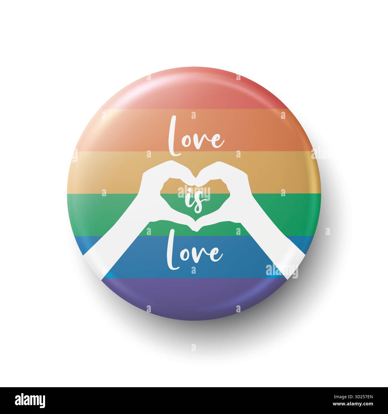 Vector Realistic Pride Badge with Love Is Love Text and Heart Hands on ...