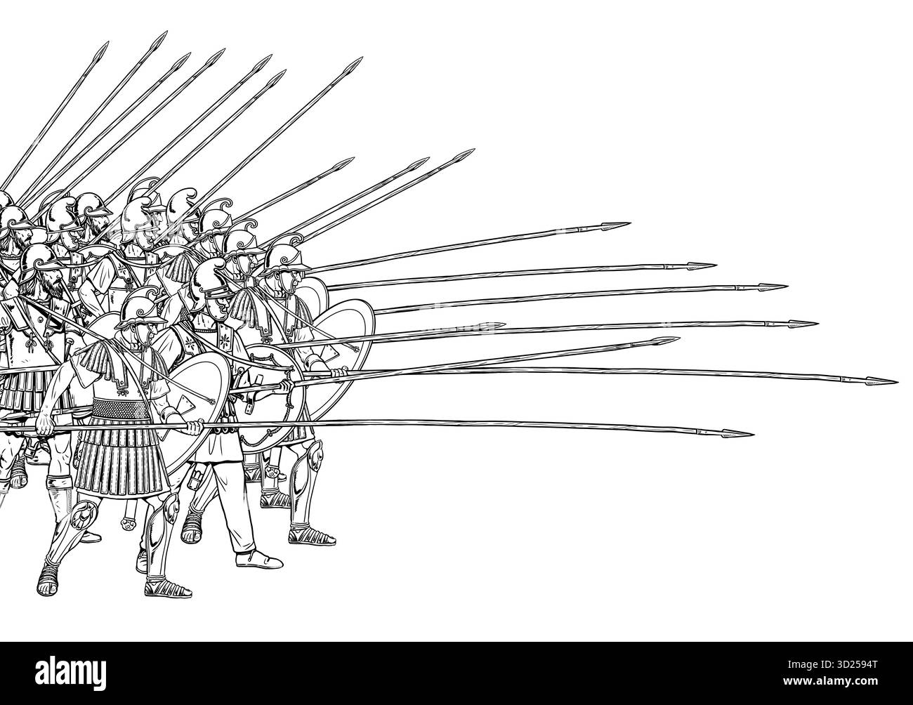 Macedonian Phalanx in battle. Ancient warriors. Historical drawing ...