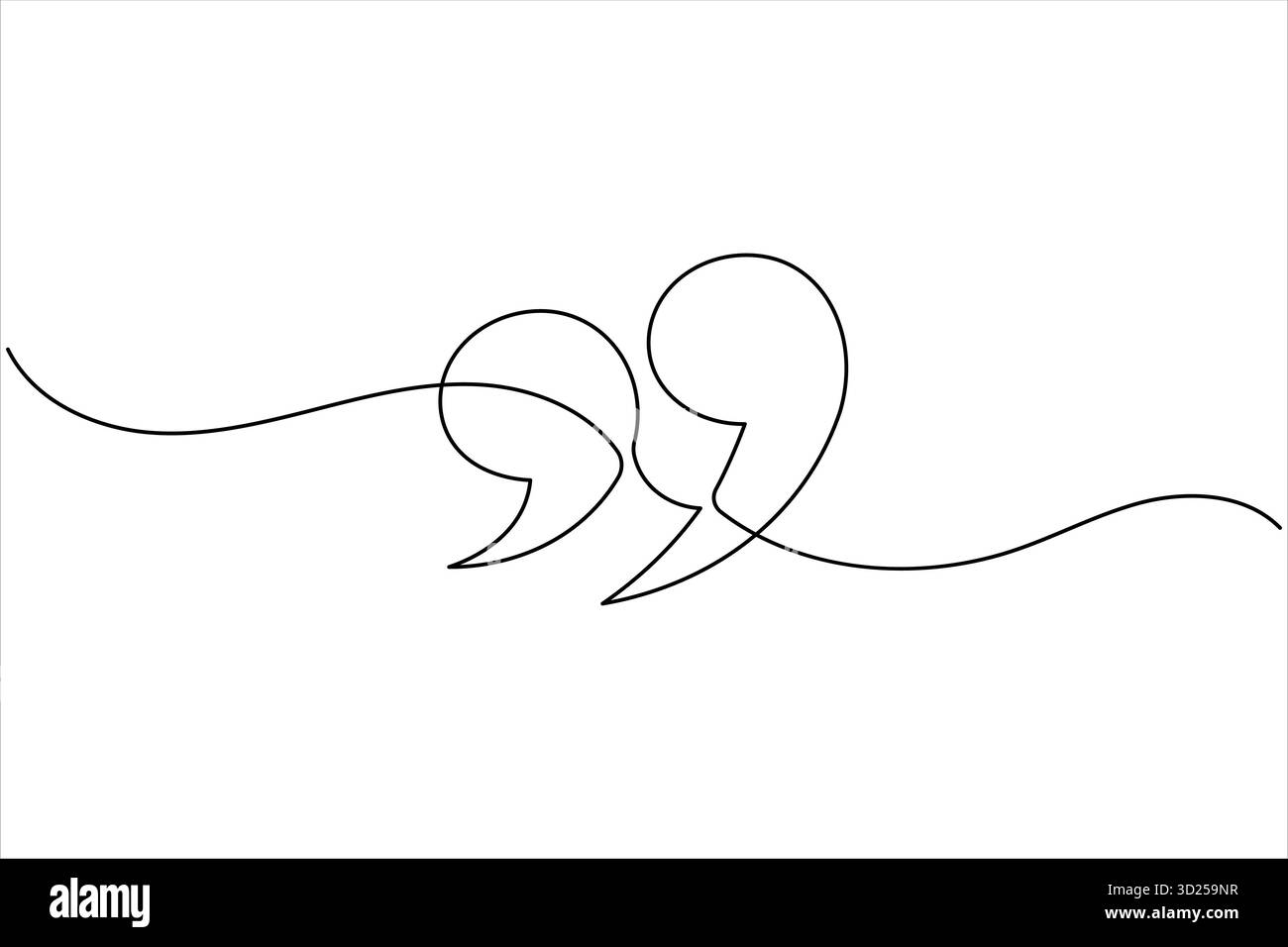Quote mark continuous one line drawing minimalist outline vector icon ...