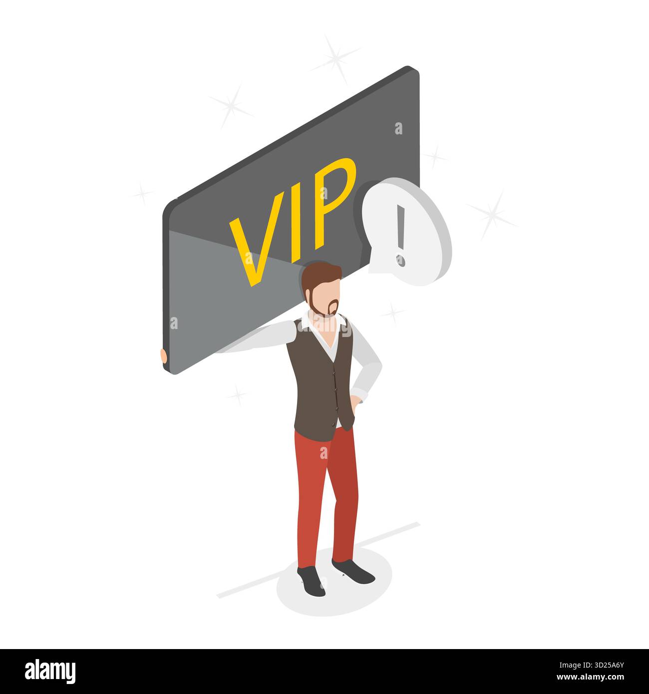 3D Isometric Flat Illustration of Vip Account, Very Important Person ...