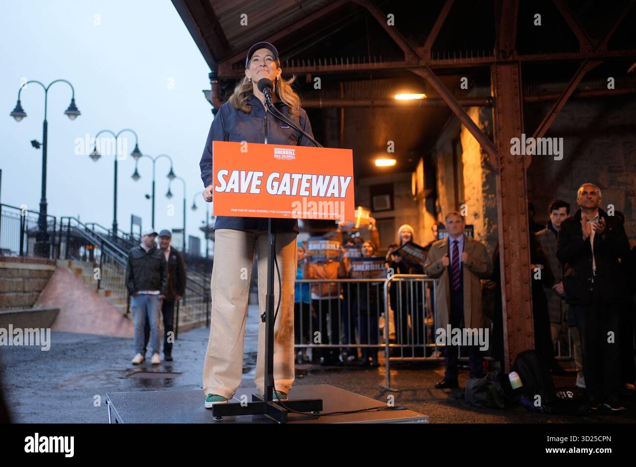 New Jersey gubernatorial candidate Mikie Sherrill speaks to media and ...