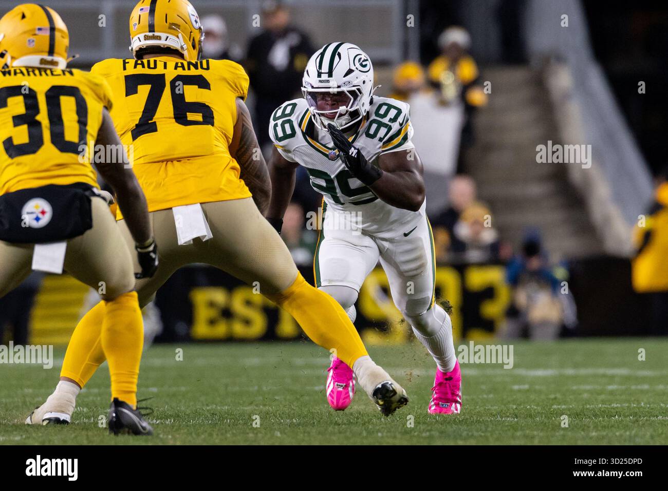 Green Bay Packers defensive end Barryn Sorrell (99) defends during an ...