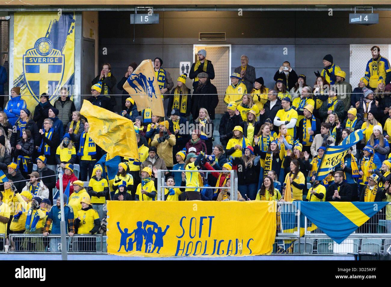 Supporters of Sweden are seen during the semi-final of the UEFA Nations ...