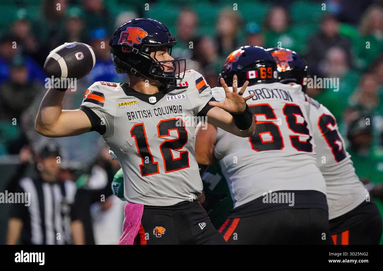 B.C. Lions quarterback Nathan Rourke (12) throws against the ...