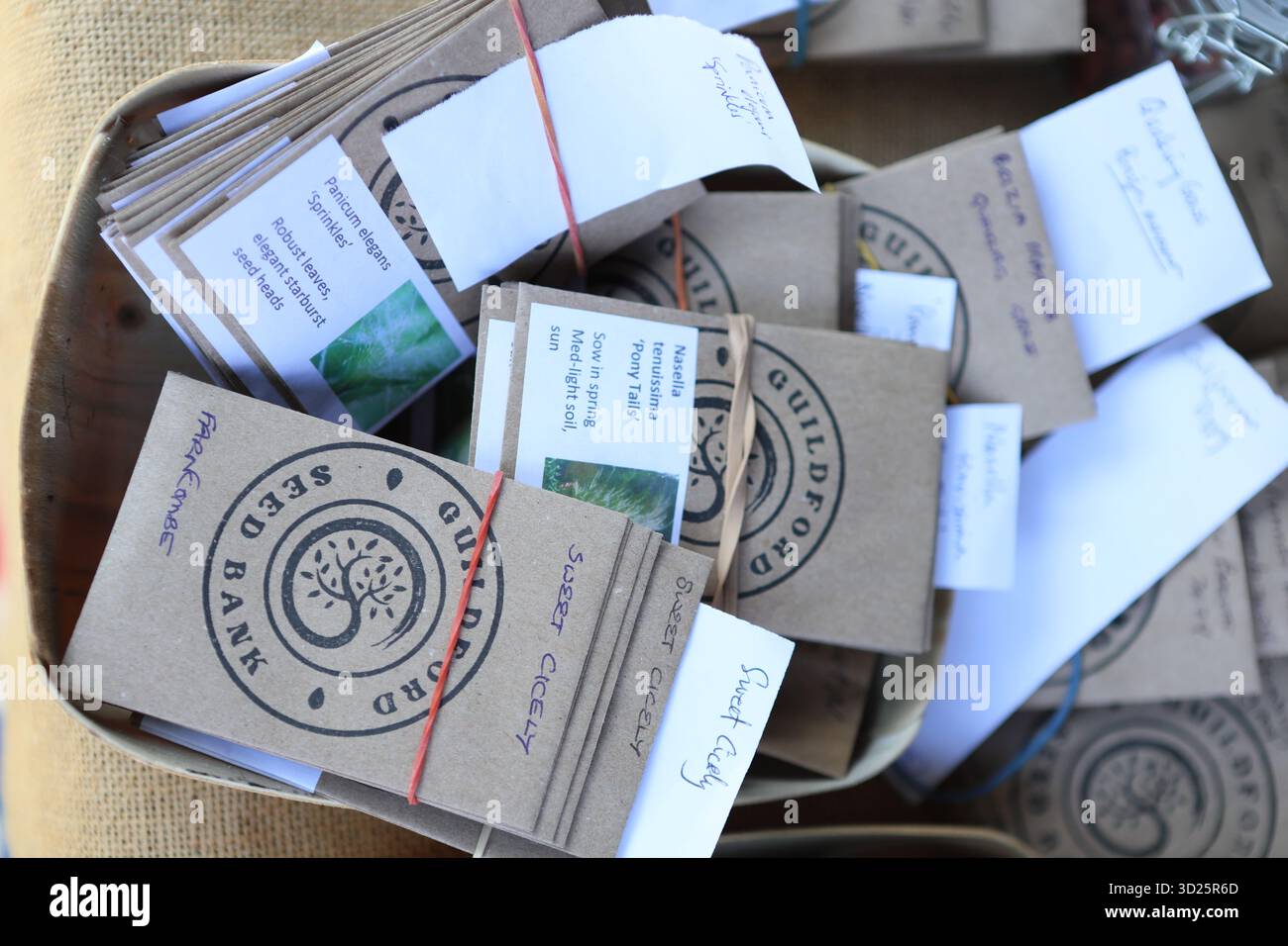 Packets of seeds in a seed swap Guildford Seed Bank at Farnham ...