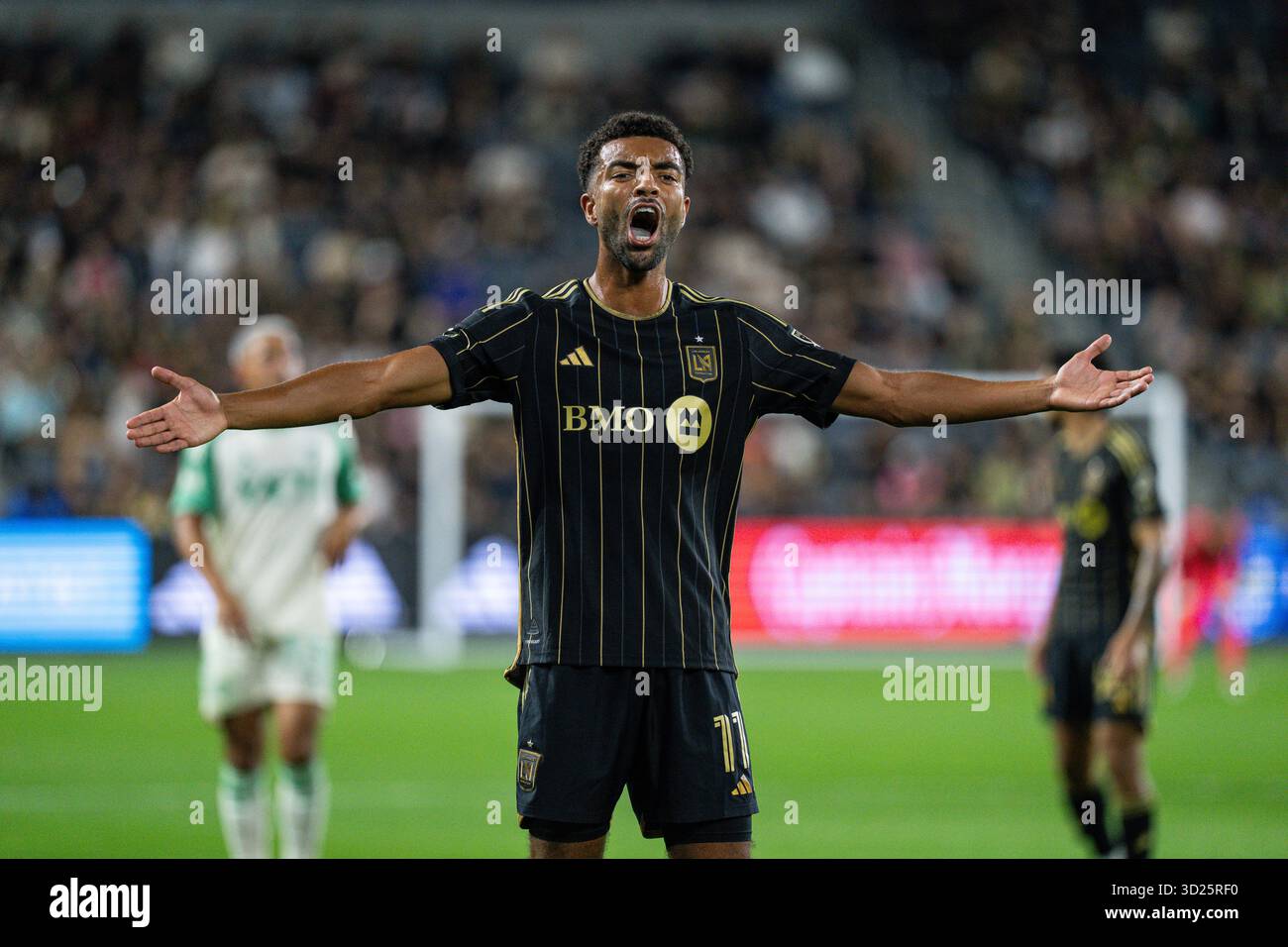 LAFC midfielder Timothy Tillman (11) reacts during the MLS Western ...