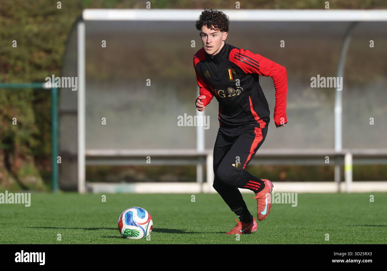 Belgium's Lucca Darcon pictured in action during a training session of ...