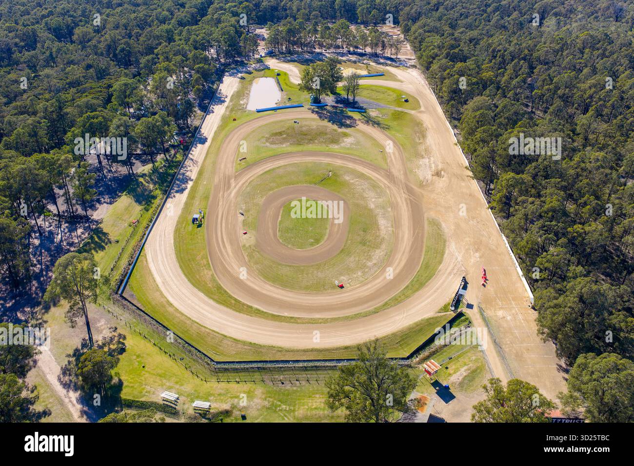 Drone aerial photograph of the Nepean Raceway speedway dirt track ...