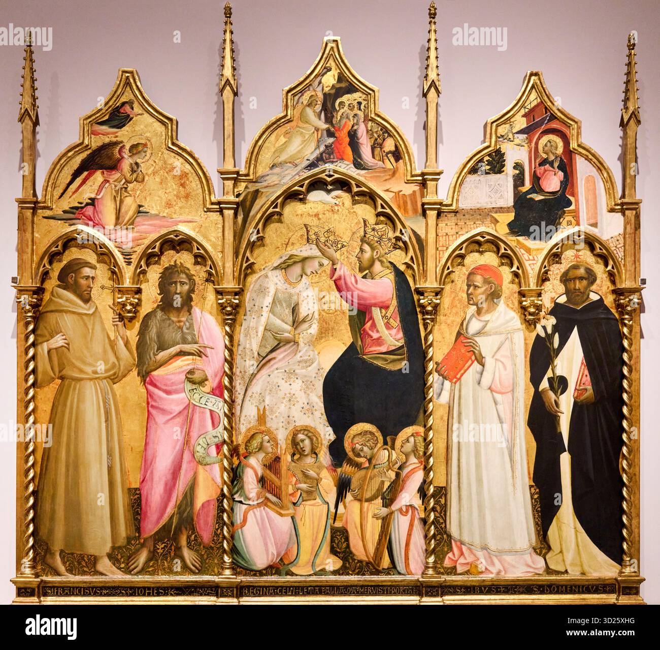 Coronation of the Virgin with four Musical Angels and Saints Francis ...