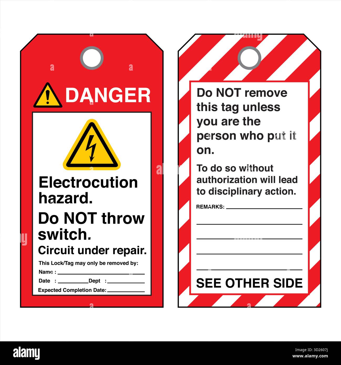 Safety Tags Out – Lock Out Tag Out (LOTO) tags are used to identify and ...