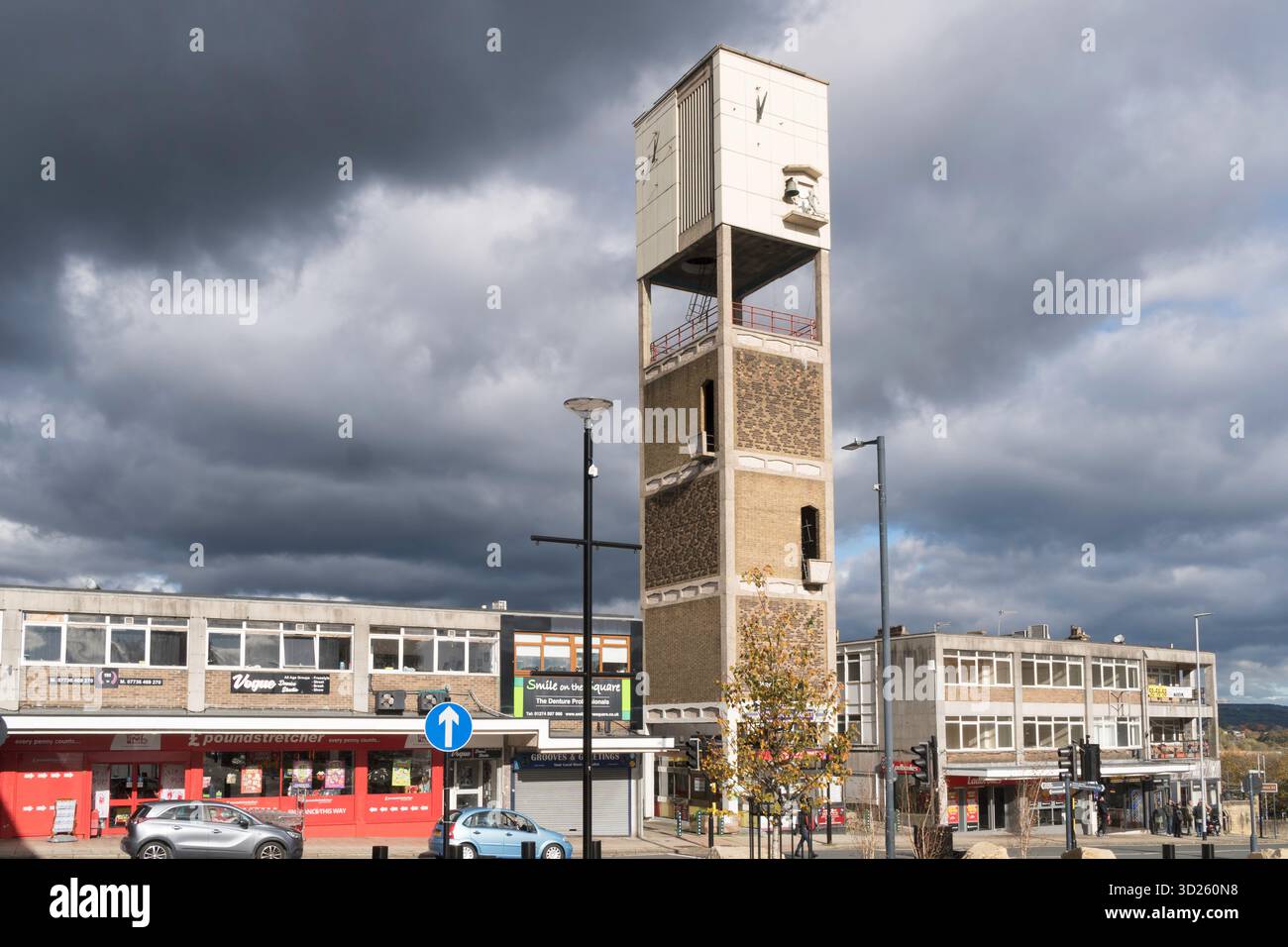The 1960s built Shipley Clock Tower, West Yorkshire, England Stock ...