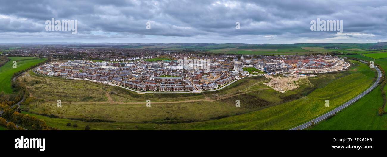 Poundbury, Dorset, UK. 30th October 2025. General aerial view of ...