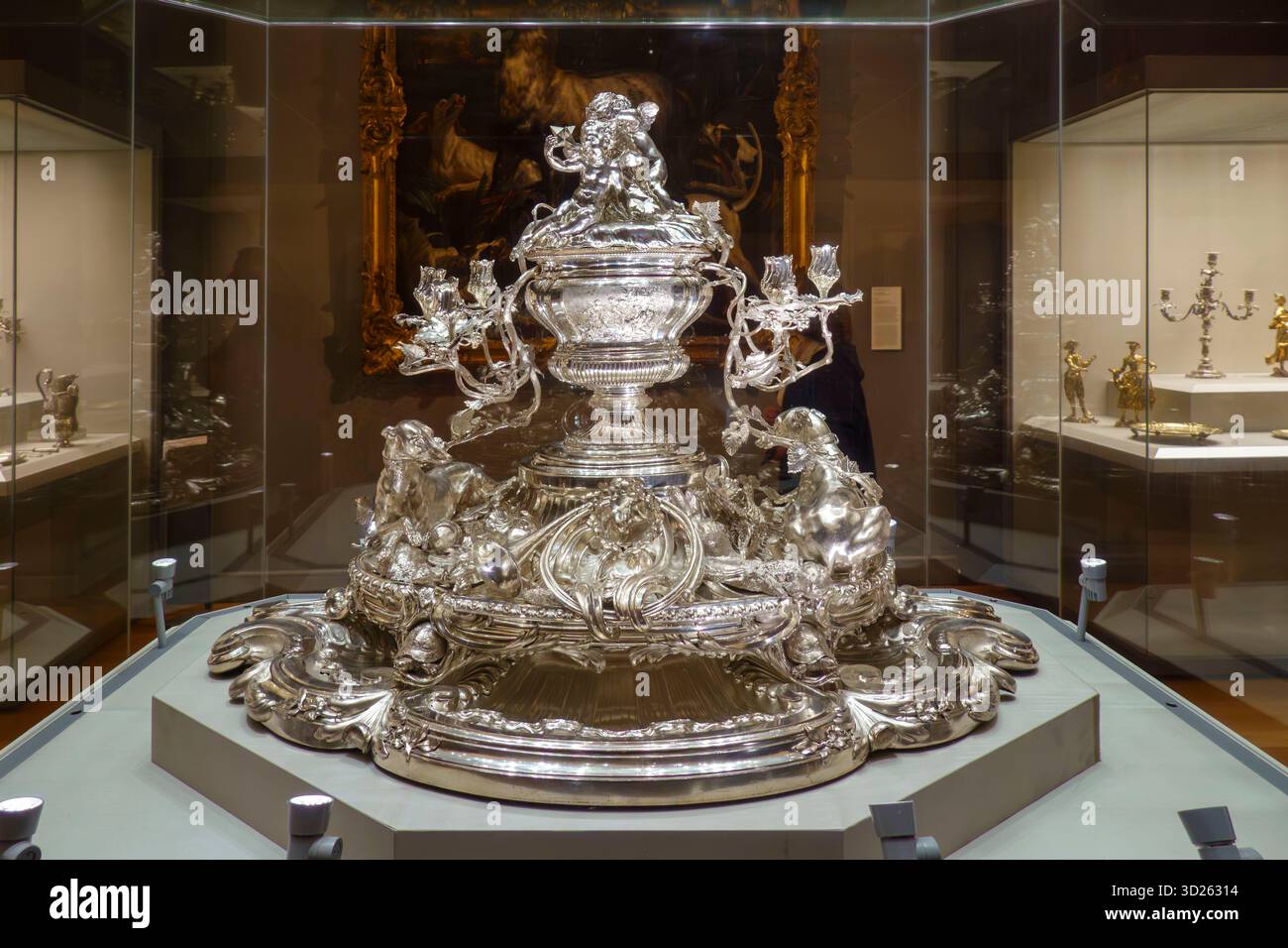 Elaborate silver centerpiece at the National Museum of Ancient Art ...