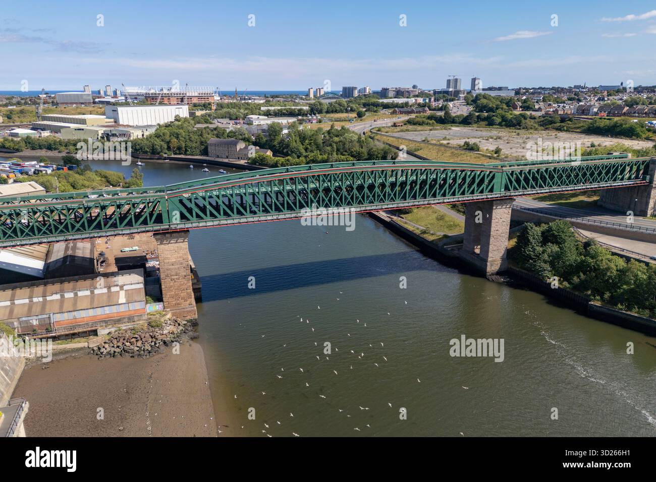 Aerial view of Queen Alexandra Bridge, a road traffic, pedestrian and ...