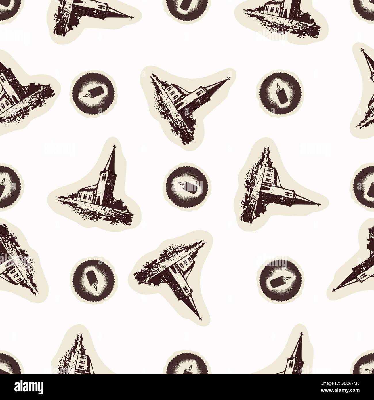 Religious prayer candle seamless vector pattern. Christian home decor ...