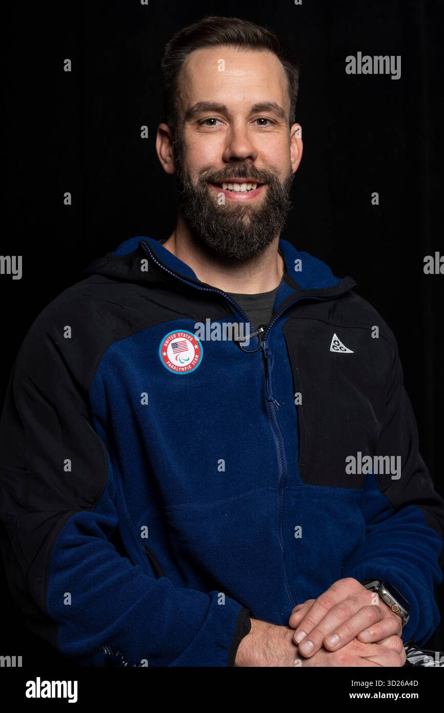 Olympic hopeful U.S. para nordic skier, Aaron Pike, poses for a photo ...