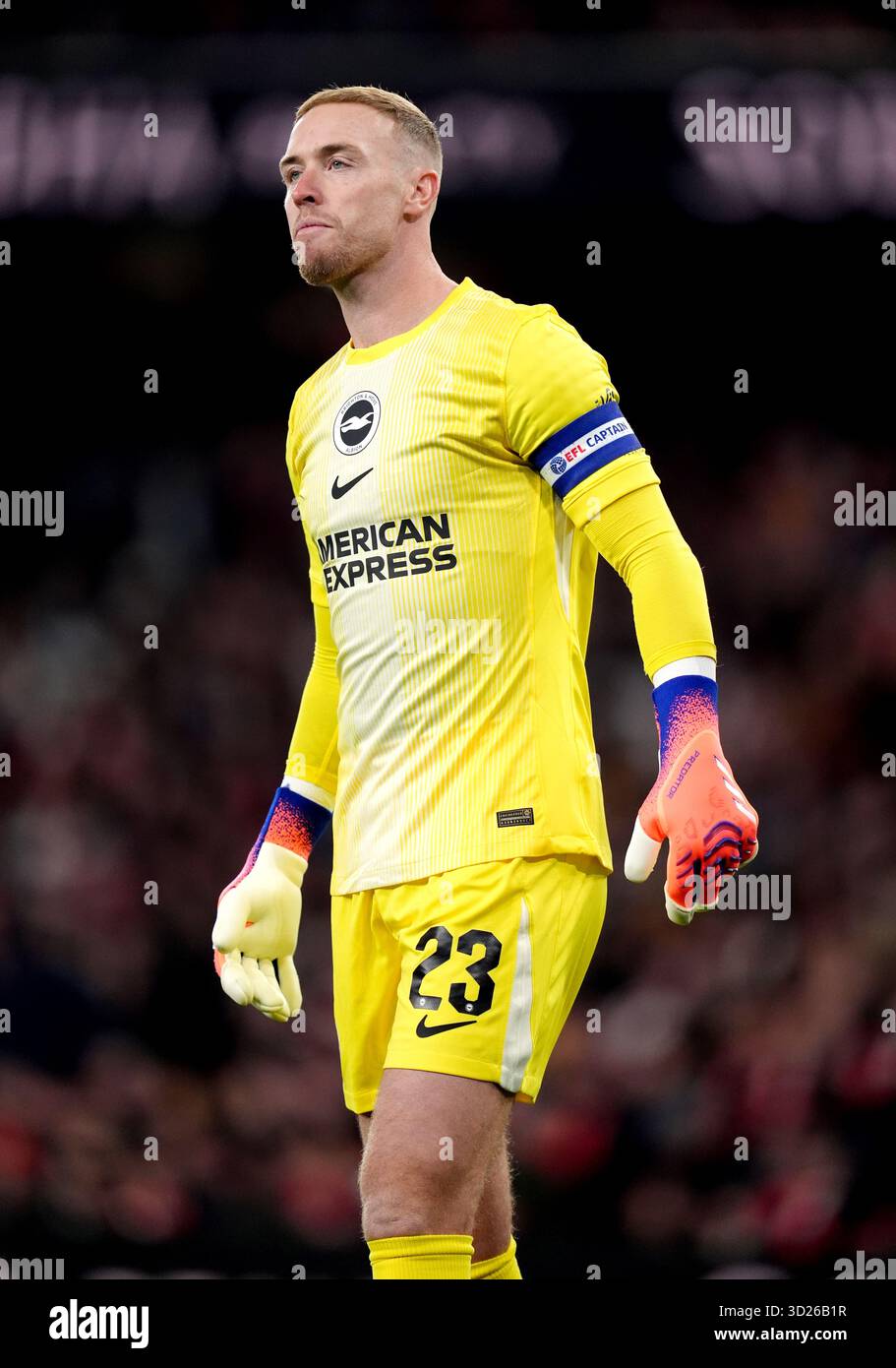 Brighton and Hove Albion goalkeeper Jason Steele during the Carabao Cup ...