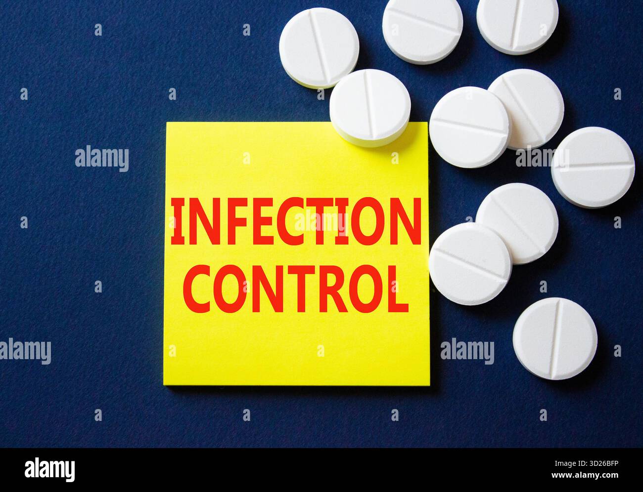 Infection Control symbol. Concept word Infection Control on yellow note ...