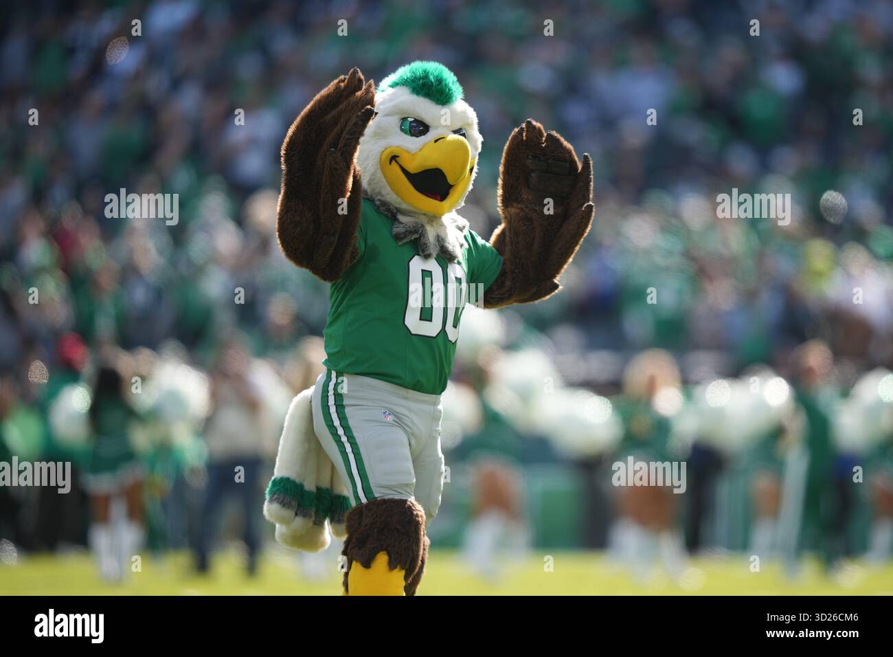 The Philadelphia Eagles' mascot, Swoop, performs before an NFL football ...
