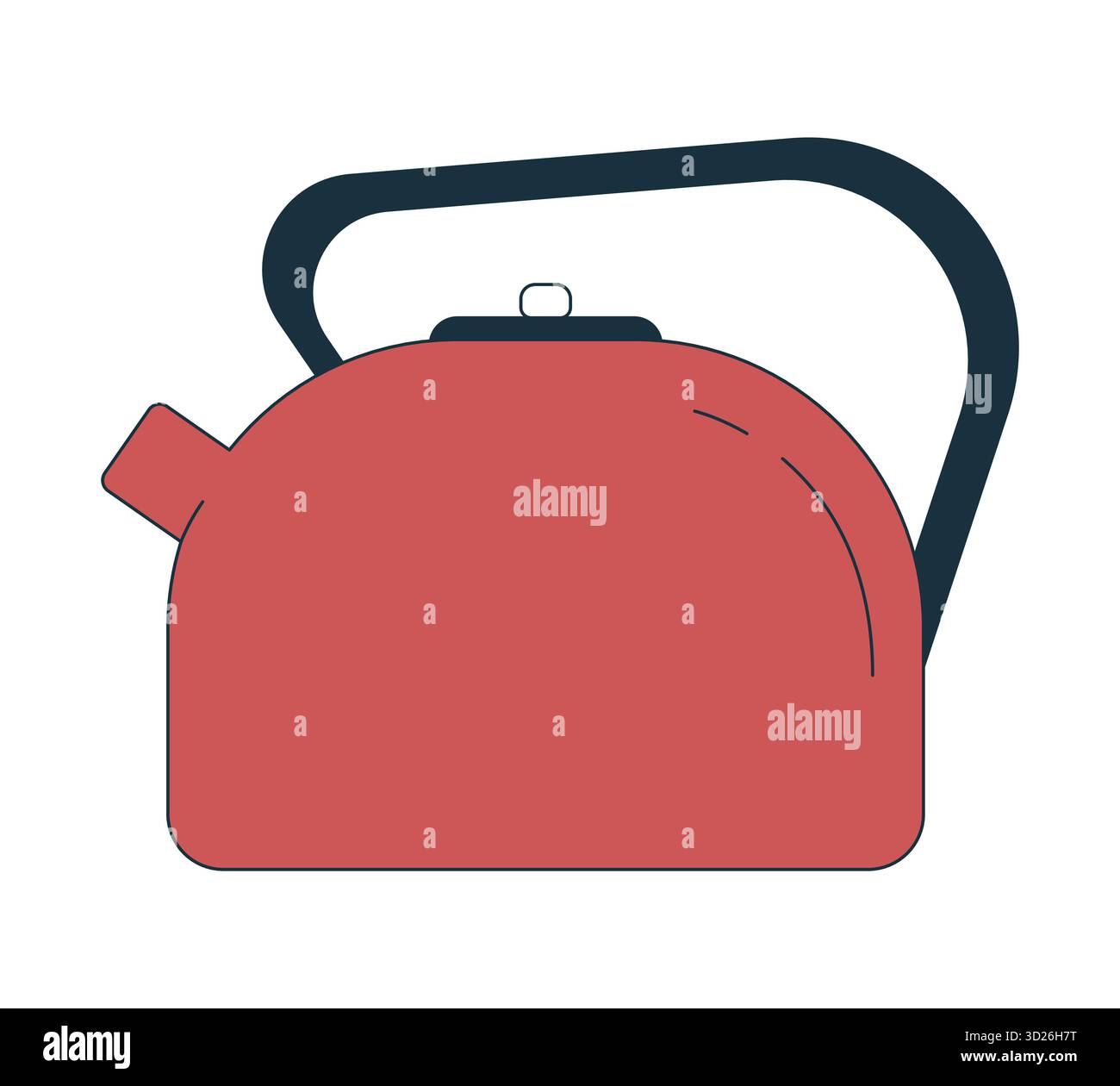 Red tea kettle with modern black handle 2D cartoon object Stock Vector ...