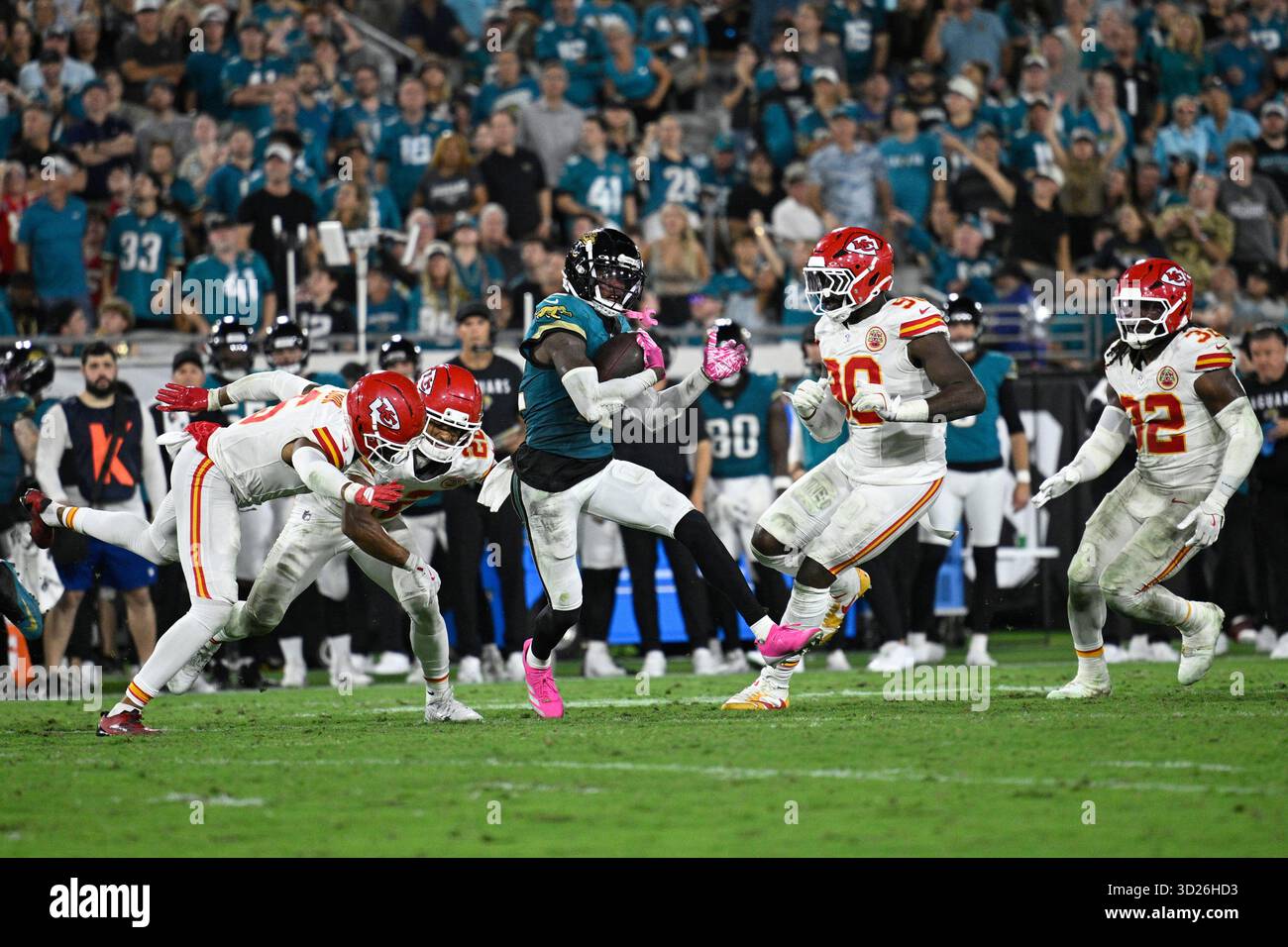 Jacksonville Jaguars wide receiver Travis Hunter (12) runs after ...
