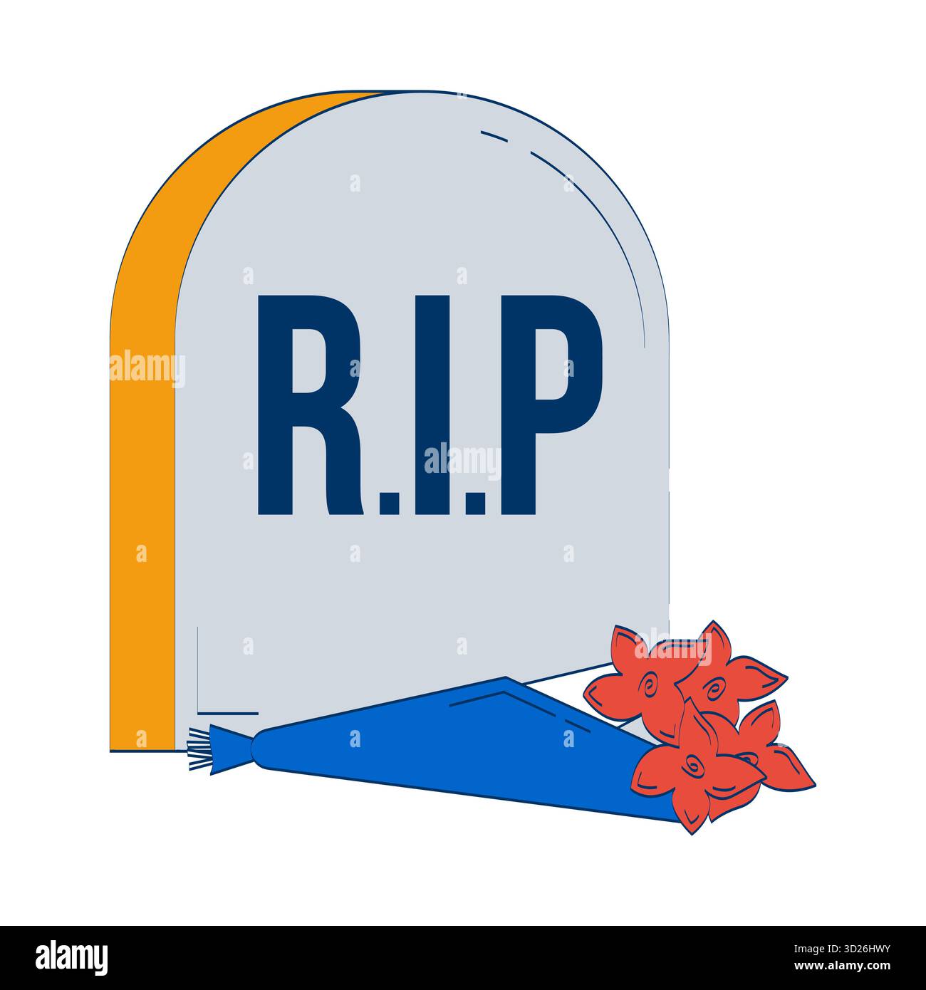 RIP tombstone with flowers 2D doodle object Stock Vector Image & Art ...
