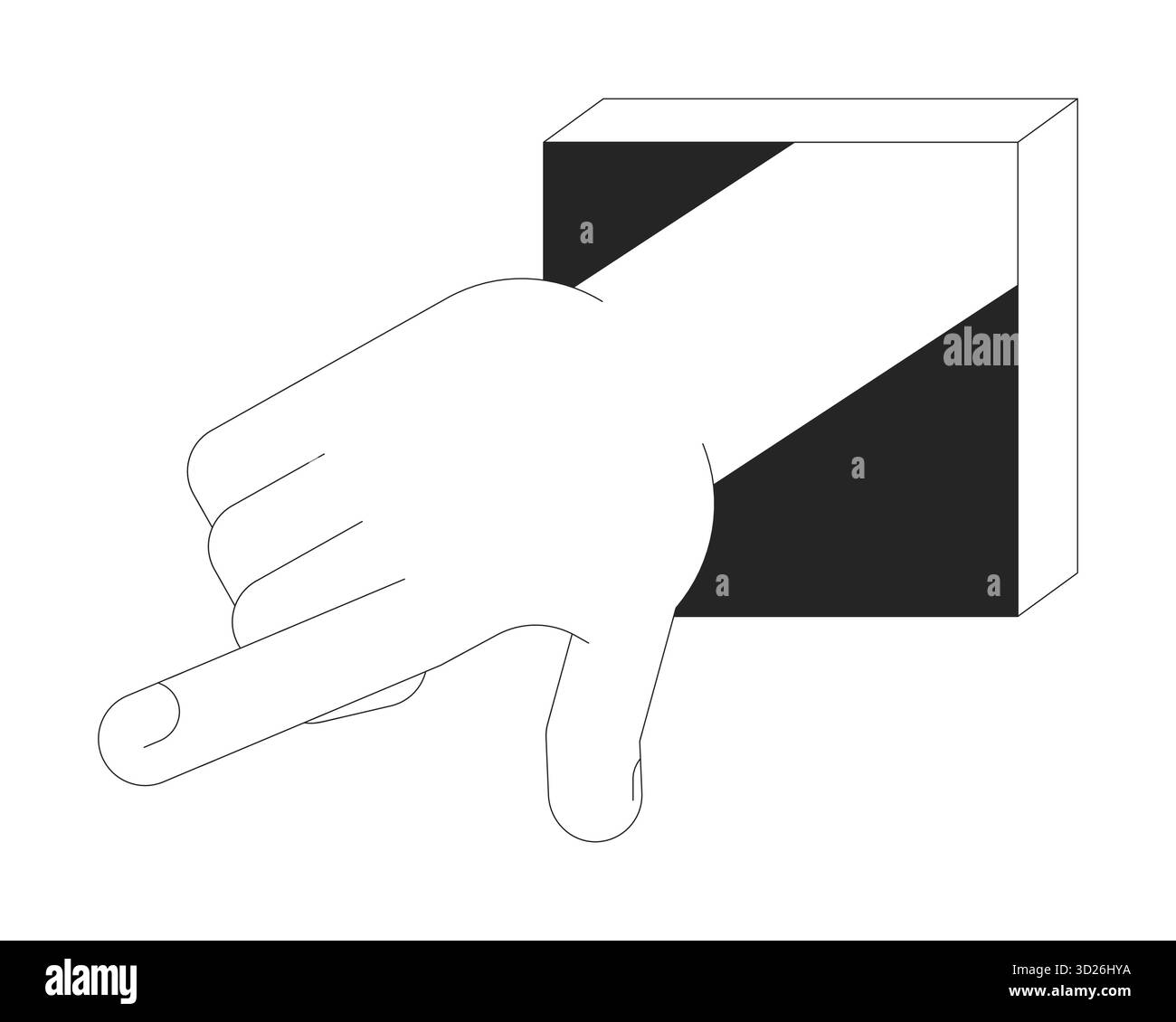 Hand pointing out of square frame outline illustration Stock Vector ...