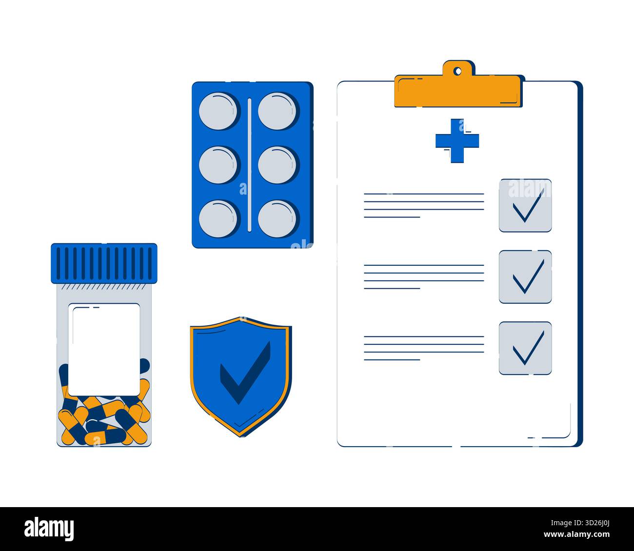Healthcare coverage and medication 2D doodle objects set Stock Vector ...