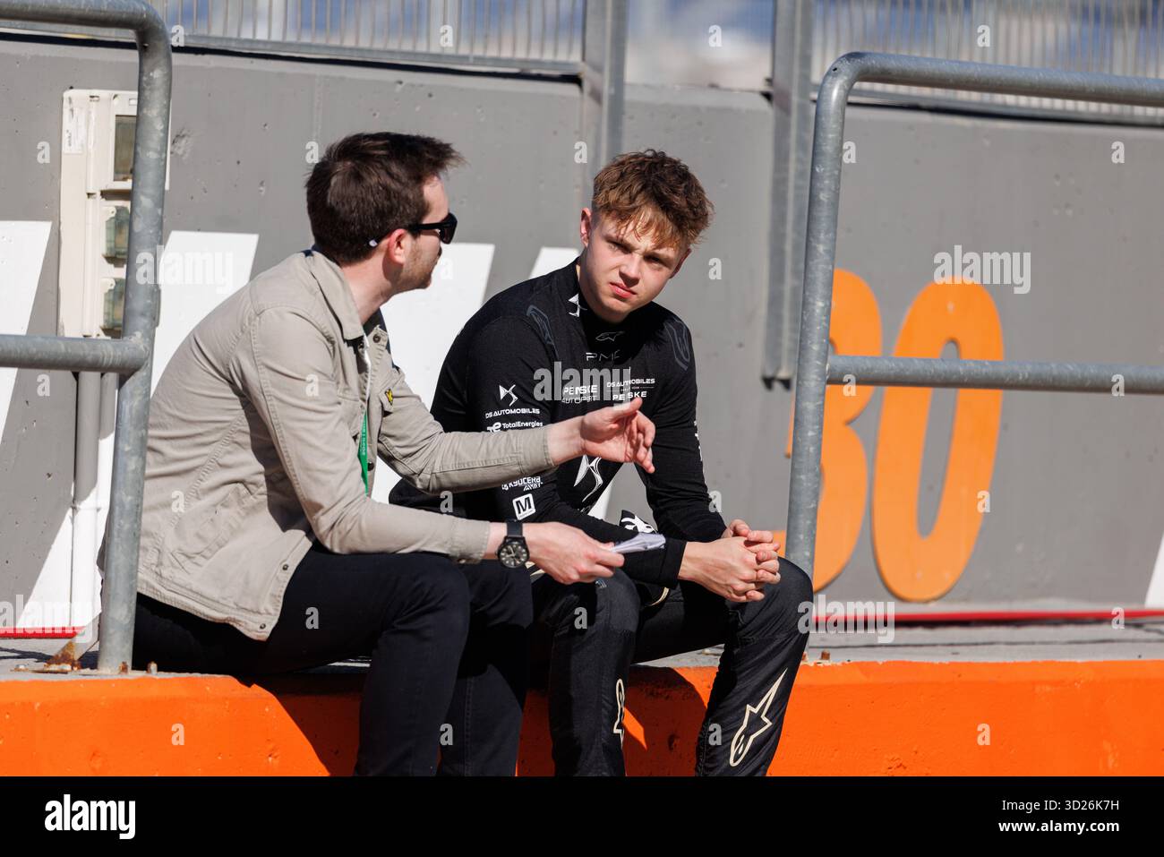Valencia, Spain. 30th Oct 2025. Taylor Barnard speaks to journalist ...
