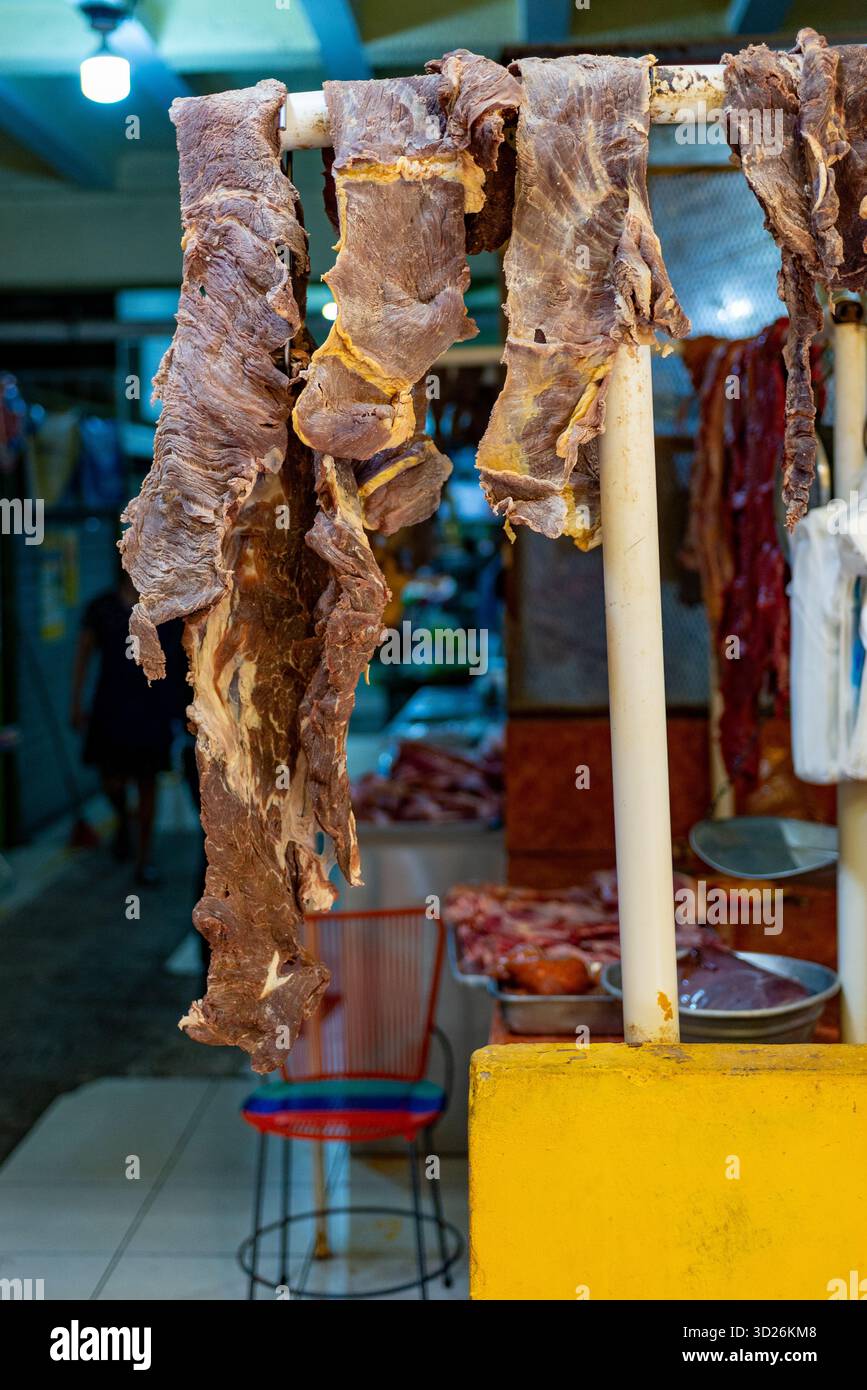 Traditional Air Dried Meat Display in a Local Butcher Shop Environment ...