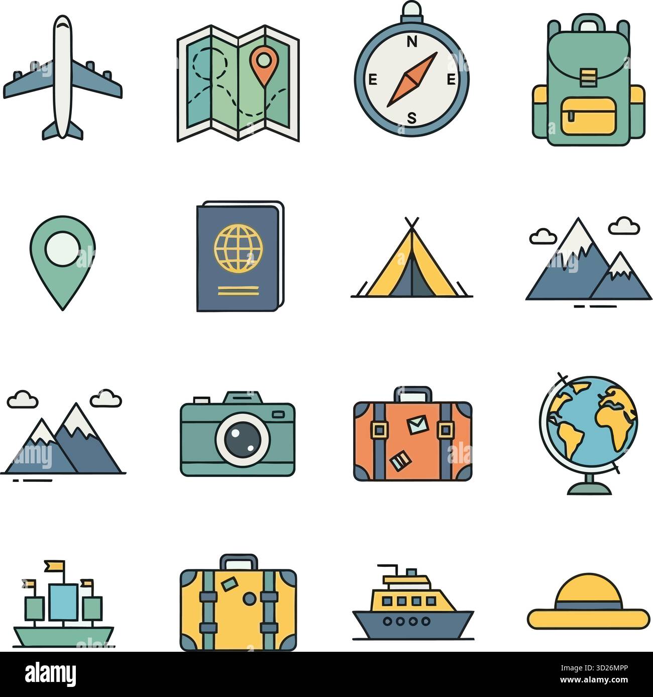 Mountain tourism set discover Cut Out Stock Images & Pictures - Alamy