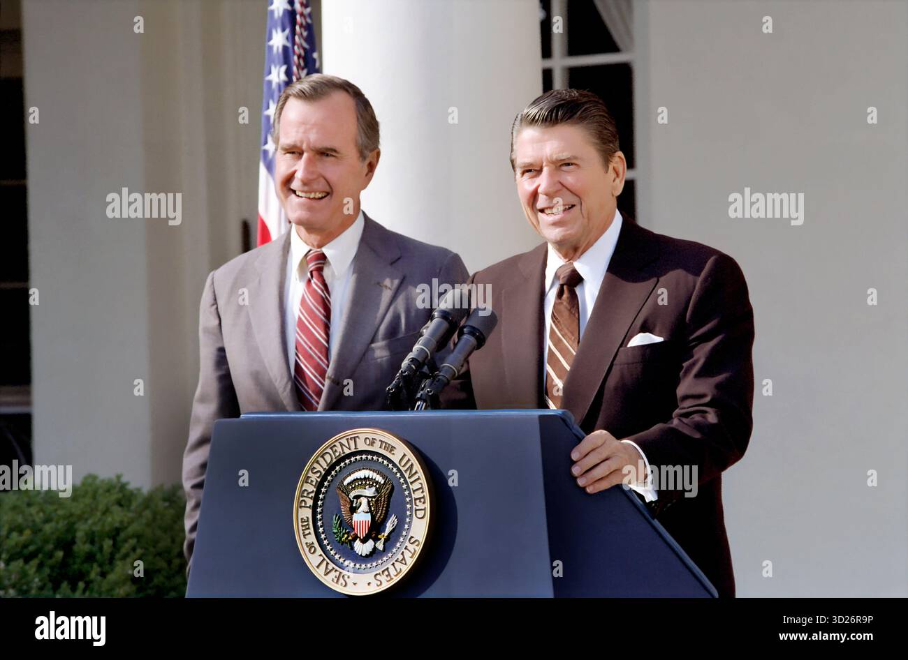 U.S. President Ronald Reagan and U.S. Vice President George H.W. Bush ...