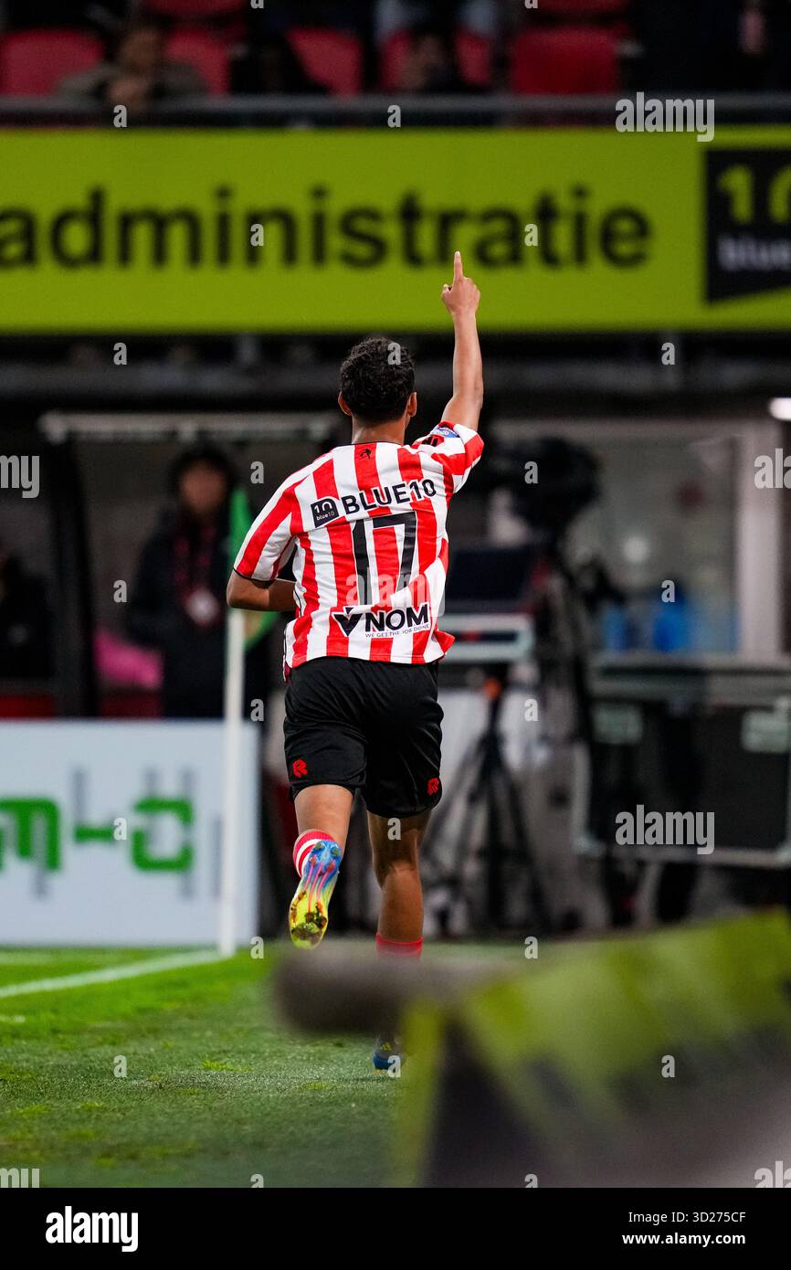 Rotterdam - Ayoub Oufkir of Sparta Rotterdam celebrating the 5-2 during ...