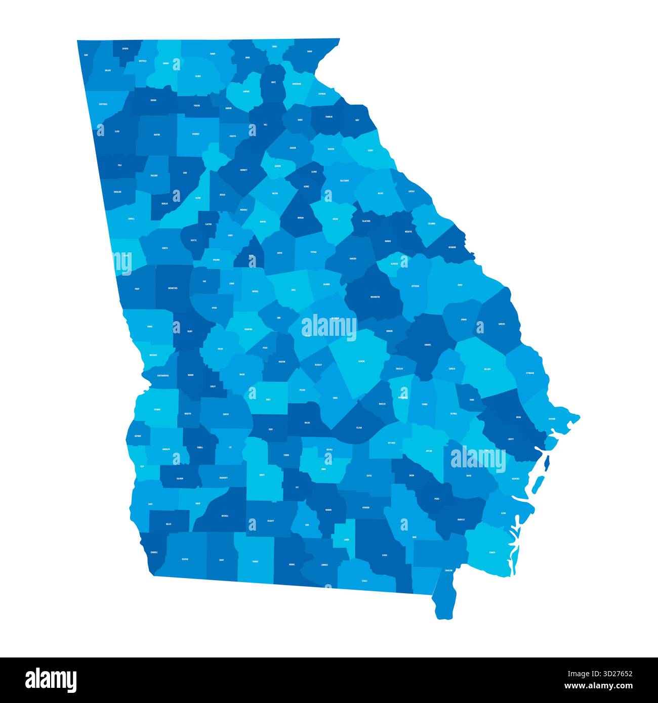 Georgia, GA - detailed political map of US state. Administrative map ...