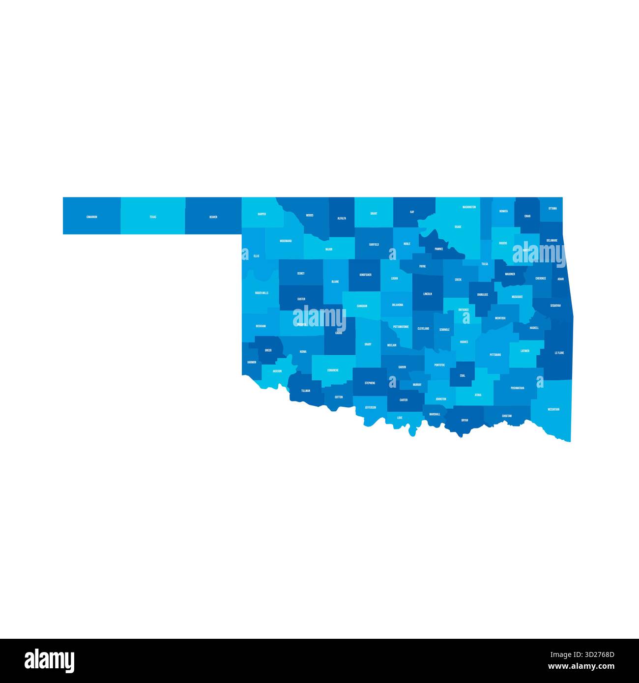 Oklahoma, OK - detailed political map of US state. Administrative map ...