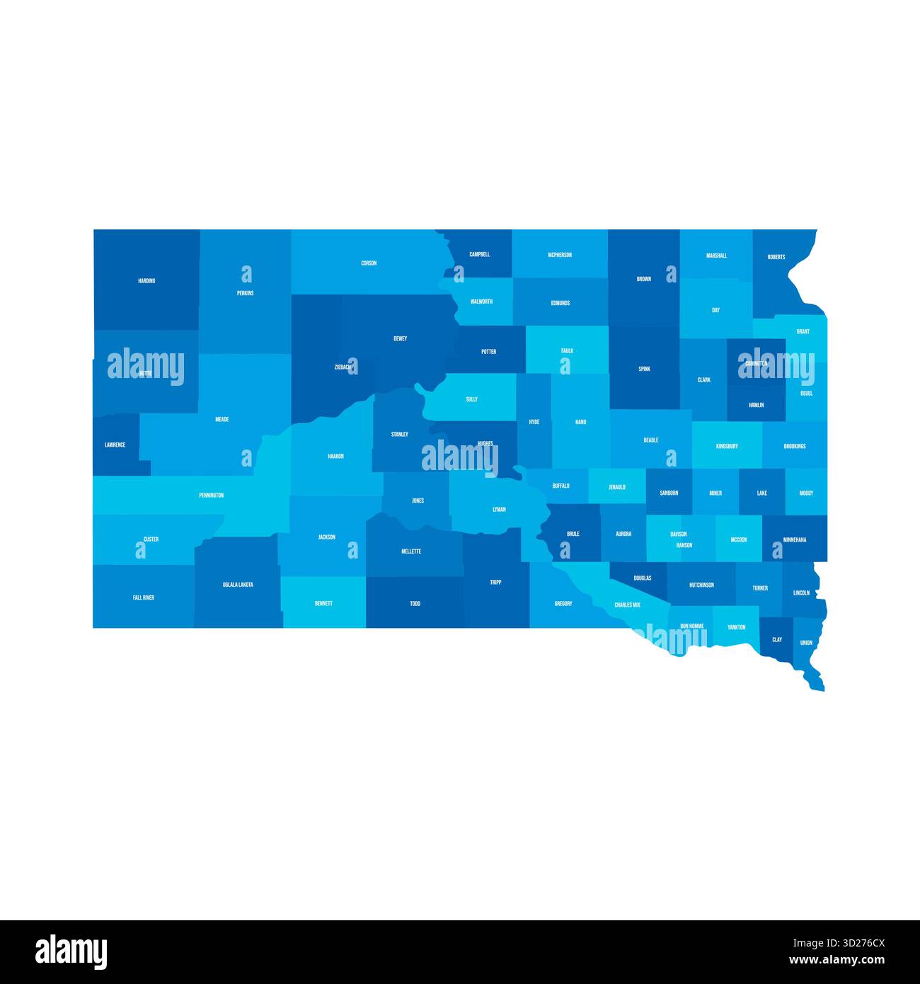 South Dakota, SD - detailed political map of US state. Administrative ...