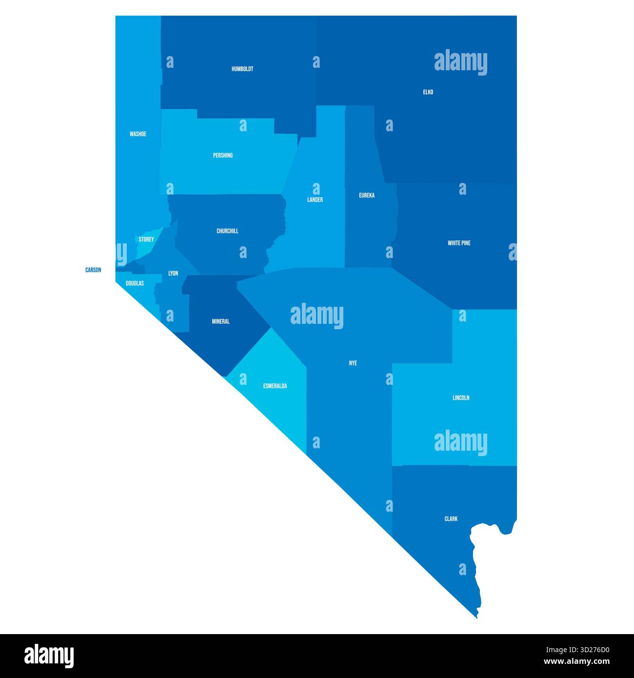 Nevada, NV - detailed political map of US state. Administrative map ...