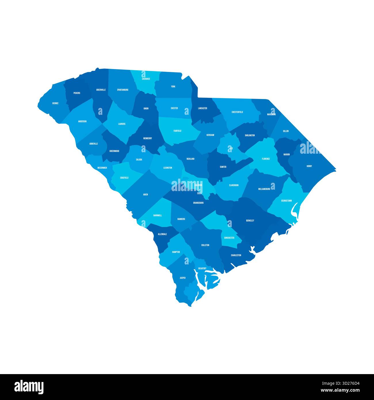 South Carolina, SC - detailed political map of US state. Administrative ...