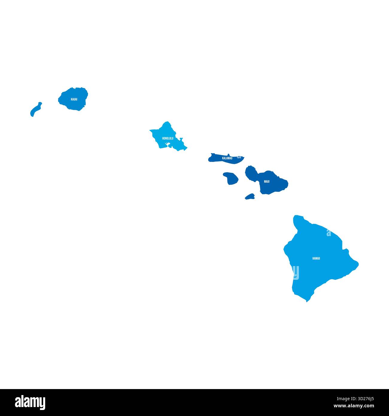 Hawaii, HI - detailed political map of US state. Administrative map ...