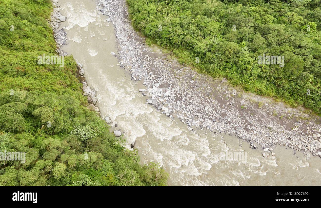 Aerial view of a mountain river, Ecuador Stock Photo - Alamy