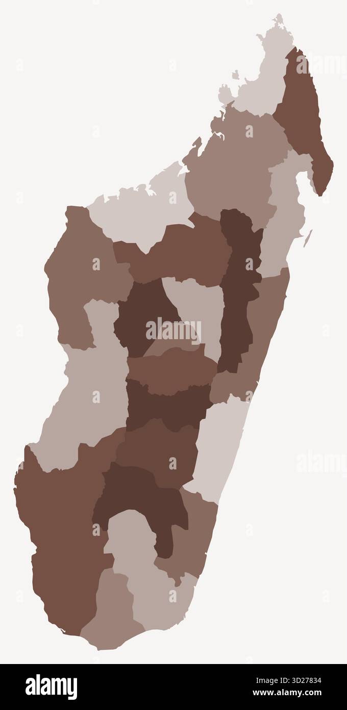Map of Madagascar with regions. Simple country border map with region ...