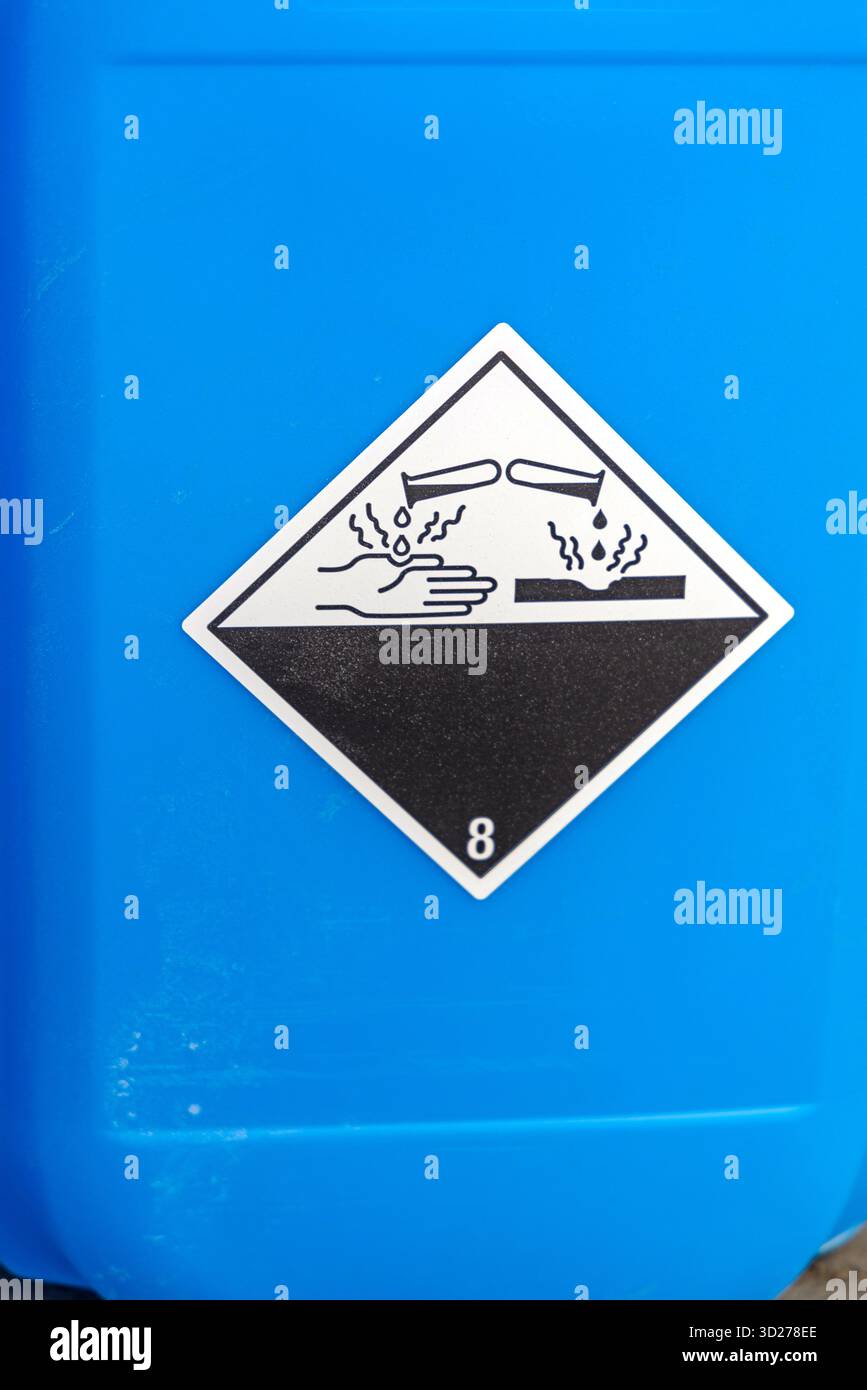 ADR Class Eight Hazard Label Corrosive Substance Sign Sticker at Blue ...